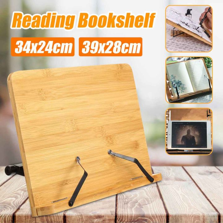 Adjustable Bamboo Book Holder Stand For Reading Rest Tablet Cook Book ...