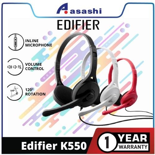 Edifier K550 Headset With Mic (Single Plug / Single 3.5mm Audio Jack ...
