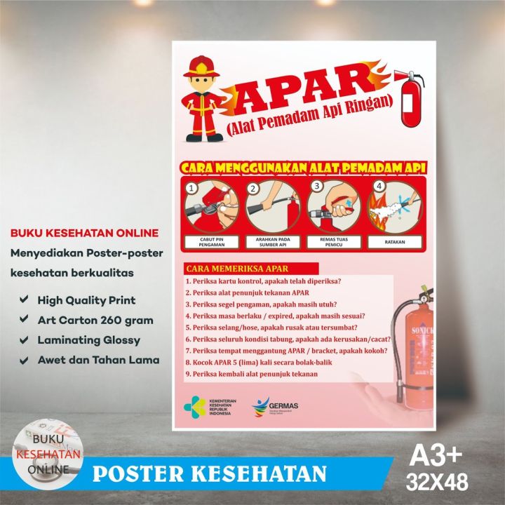Poster Kesehatan - APAR (Alat Pemadam Api Ringan) - LAMINATING GLOSSY ...