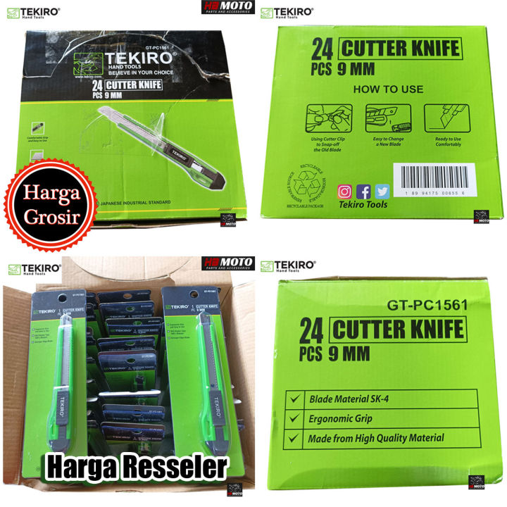 1 Dus Isi 24 Pcs TEKIRO Pisau Cutter KNIFE Kecil 9 MM/CUTTER KNIFE 9 MM ...