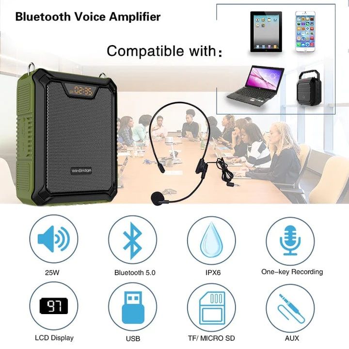 WinBridge Voice Amplifier M900 with Microphone 25W Rechargeable ...