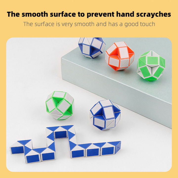 【Local Delivery】3D Magic Cube Ruler 24 Segments Cubo Magico Snake Twist ...