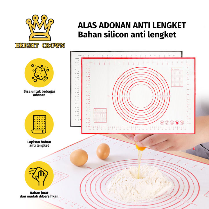 HappyFamily Alas Adonan Kue Silikon Fiber Tatakan Mat Talenan Giling ...