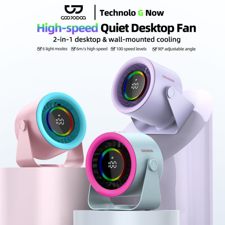 GOOJODOQ GFS008 High-speed Quiet Fan 2-in-1 Wall-mounted & Desktop 100 ...