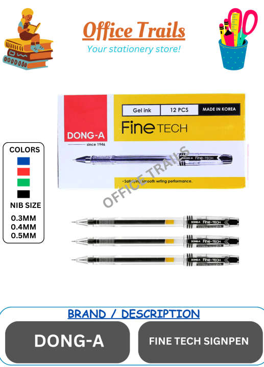 DONG-A FINE TECH GEL INK 0.3MM/0.4MM/0.5MM (1PIECE) | Lazada PH