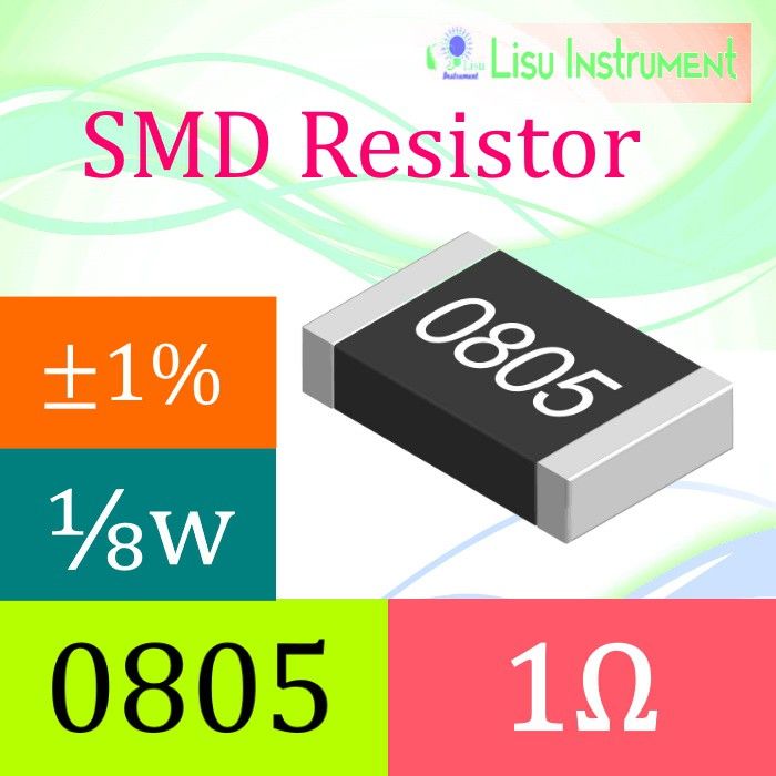 50 BUAH - 1R 0805 ±1% Thick Film Resistor SMT Chip Resistor 1R00 1Ω ...