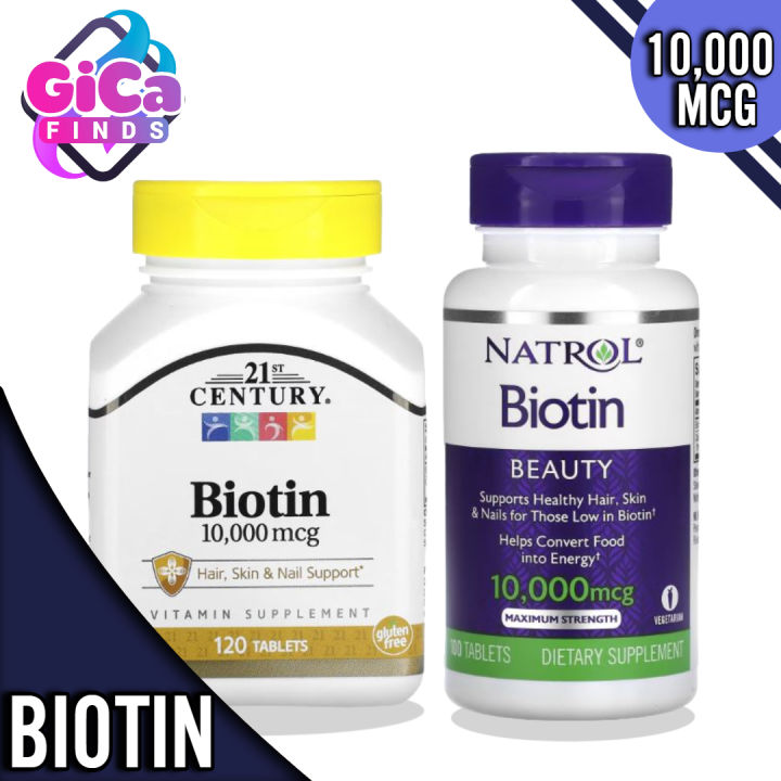 21st Century Biotin 10000mcg 120 Tablets or Natrol Biotin Maximum Strength 10000mcg 100 Tablets ...