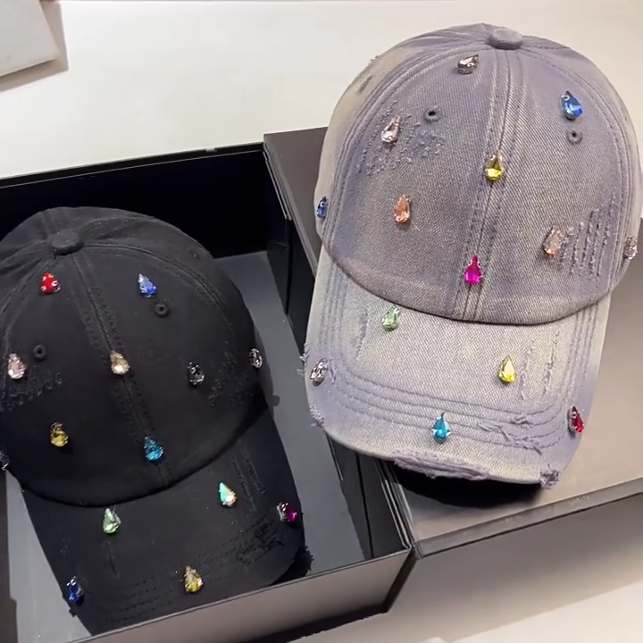 Personality Styles Hat Hiphop Fashion Hat Sparkling Embellished Hat ...
