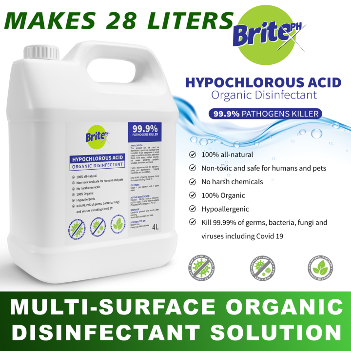 BritePH Hypochlorous Acid Multi-surface Disinfectant (28Liters Yield ...