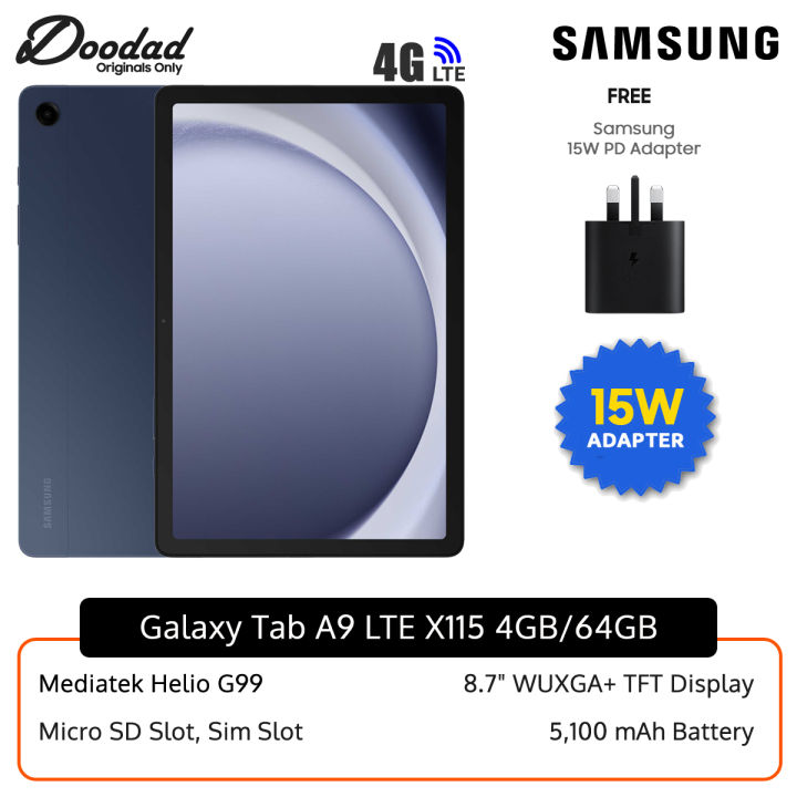 Samsung Galaxy Tab A9 LTE (X115) 4GB/64GB With 15W Adapter | Original ...
