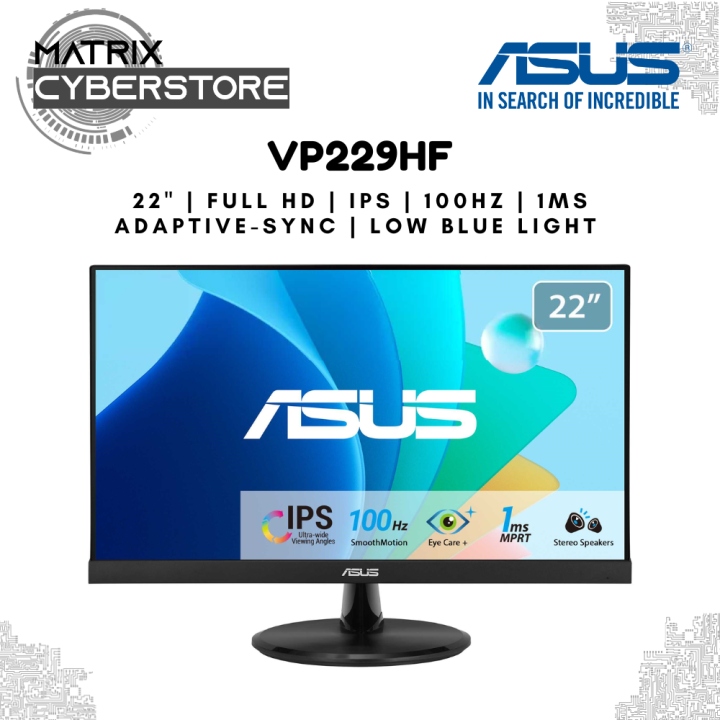 ASUS VP229HF Eye Care Gaming Monitor - 22", IPS, Full HD, 99% sRGB ...