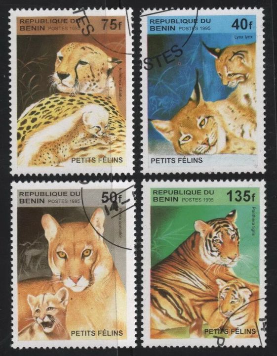 (KKKF)4Pcs/Set Benin Post Stamps 1995 Tiger Leopard and Lion Marked ...