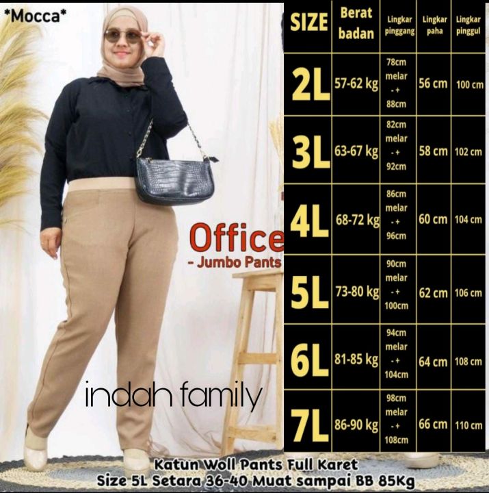 Celana Kerja Panjang Wanita Karet Jumbo Size 2L 3L 4L 5L 6L 7L | Lazada Indonesia