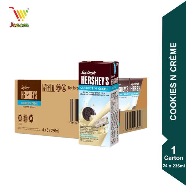 Hersheys Soyfresh Cookies N Crème Flavoured Soya Milk 1 Carton (24 x ...