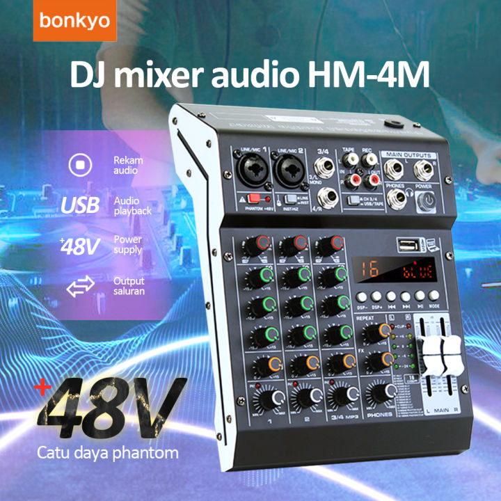 (TERLARIS) PROMO Bonkyo sound card mixer 4 arah profesional HM-4M built ...