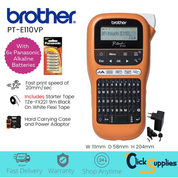 Brother Label Printer PT-E110VP With Hard Carrying Case For Industrial ...