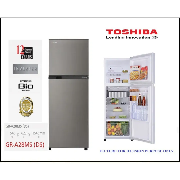 Toshiba 280L Refrigerator GR-A28MS Top Mount Freezer 2 Door Fridge ...