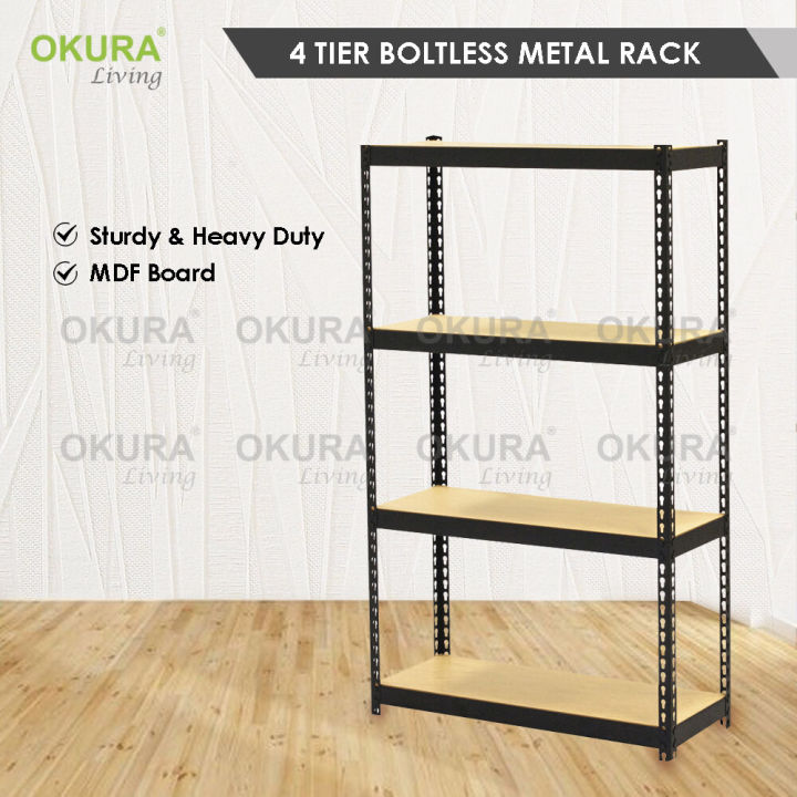 OKURA 4 Tier Multipurpose Boltless Heavy Duty Metal Rack Shelf Kitchen ...