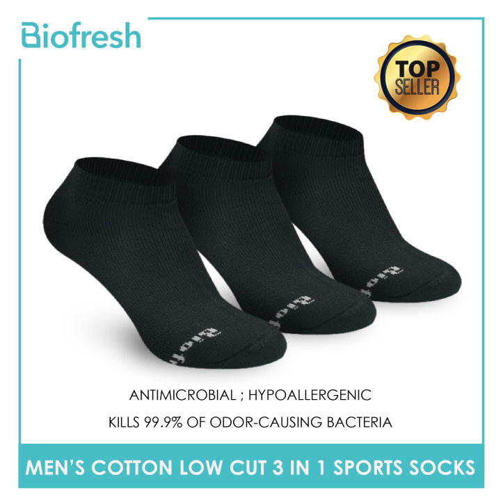 Biofresh RMSKG21 Men’s Antimicrobial Odor Free Cotton Low Cut Thick ...