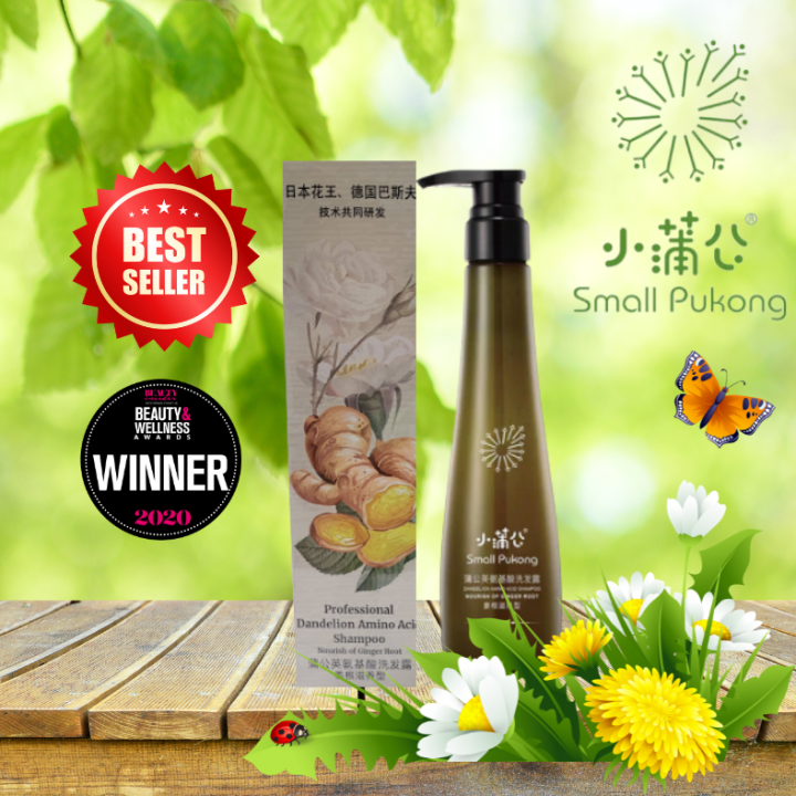 Small Pukong Dandelion Amino Acid Shampoo 300ml 小蒲公 氨基酸洗发露 姜根滋养型 x ...