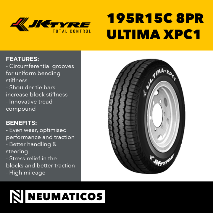 JK Tyre 195R15C/8PR Ultima XPC1 Light Van Radial LVR Tires Made in ...