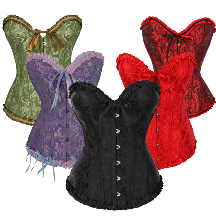 WECHERY Womon Sexy Lace up Overbust Corset Top Party Corsets and ...