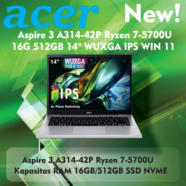 Laptop Baru Spech Gaming Design dan Coding! Acer Aspire 3 A314-42P ...