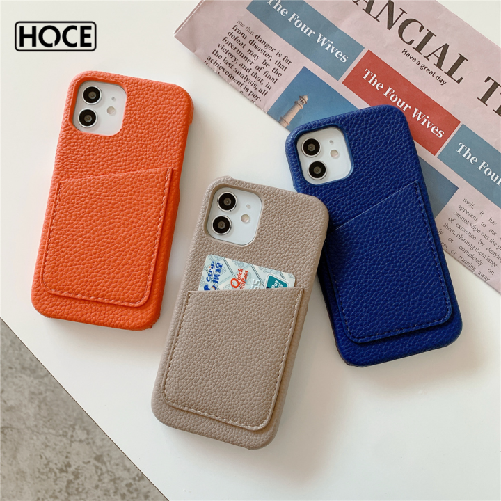 HOCE Luxury Lychee Pattern Leather Card Phone Case for iPhone 15 14 13 11 12 Pro Max XR X XS MAX ...