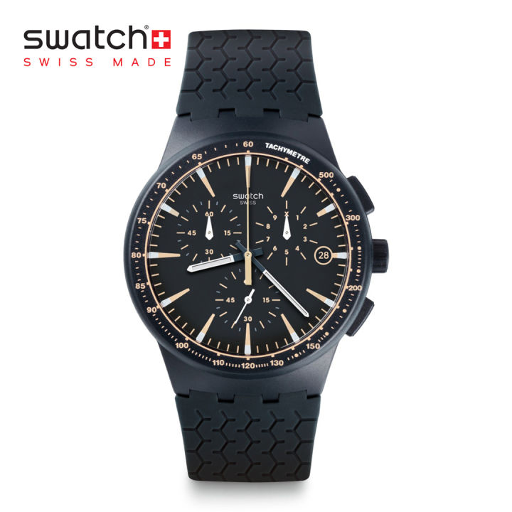 Swatch Chrono Plastic MEINE SPUR SUSN407 Blue Silicone Strap Watch ...