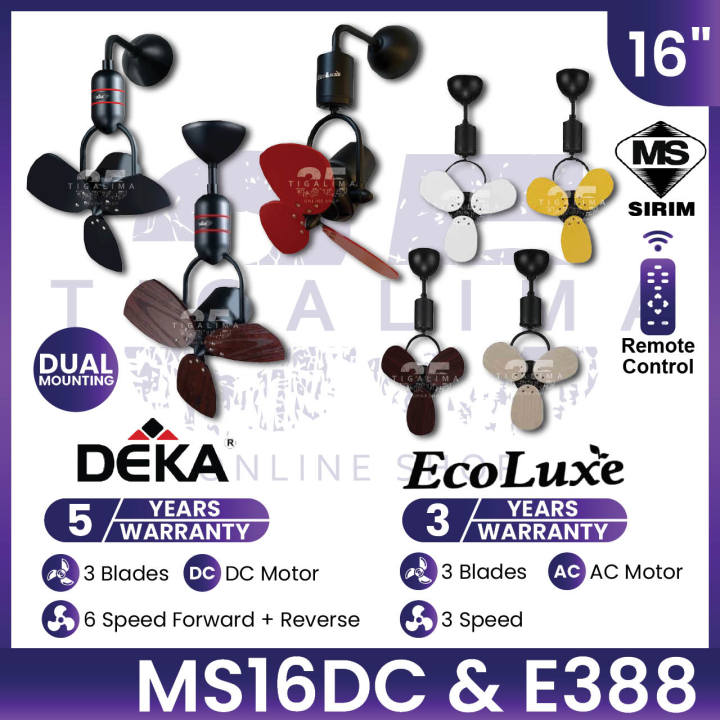 DEKA MS16DC ECOLUXE E388 16Inch 3 Blades Remote Control Deka Ecoluxe ...