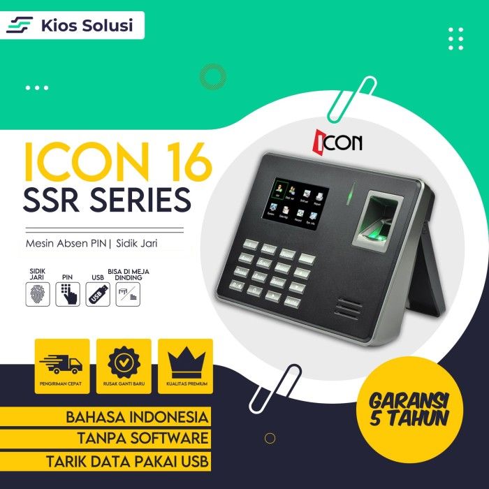 MESIN ABSENSI ICON 16 / MESIN ABSEN / SIDIK JARI / FINGER PRINT A3 ...