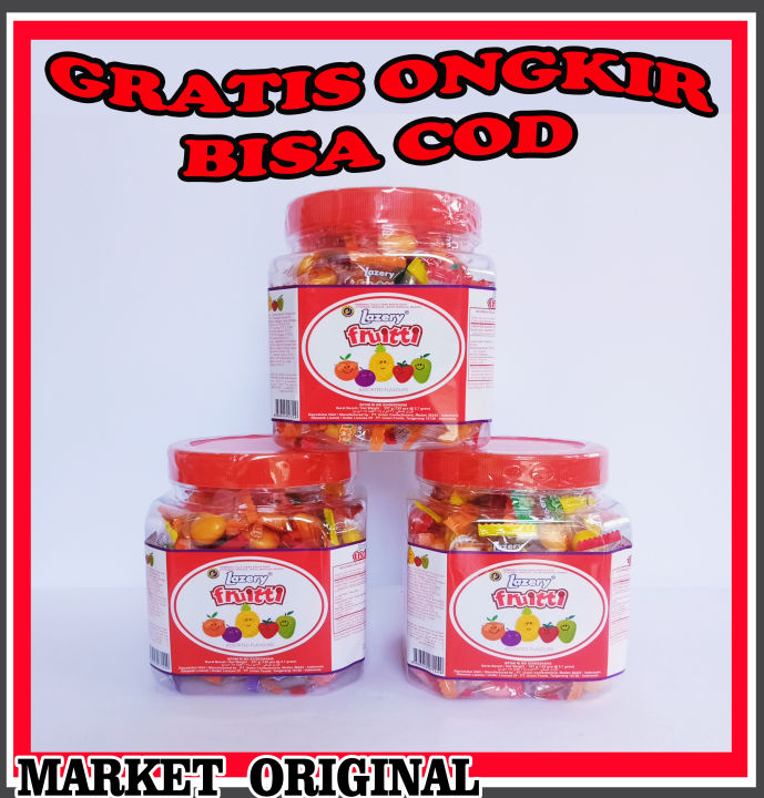 1 TOPLES PERMEN LAZERY FRUITTI ISI 125 PCS / PERMEN ANEKA RASA BUAH ...
