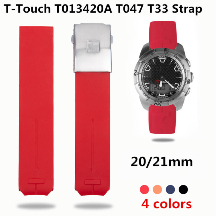 kuiwer สายนาฬิกายางนุ่มสำหรับ Tissot กีฬา T-Touch T013420A T047สาย ...