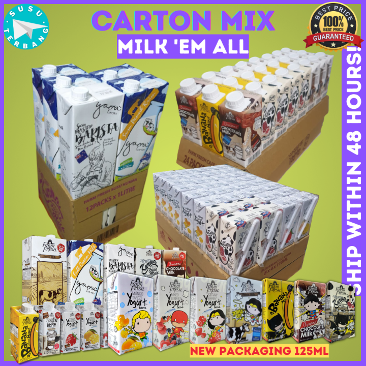 CARTON MIX | Farm Fresh Milk UHT 125ml/200ml/1L Fresh Milk/Full Cream ...
