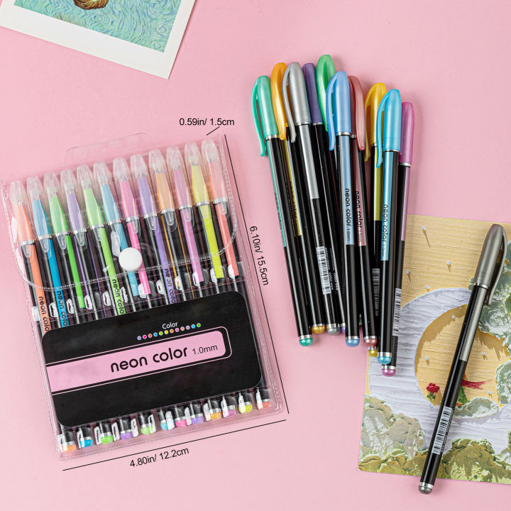 【Ready Stock】12 Pcs color Glitter Gel Pen Pastel Metal plastic ...