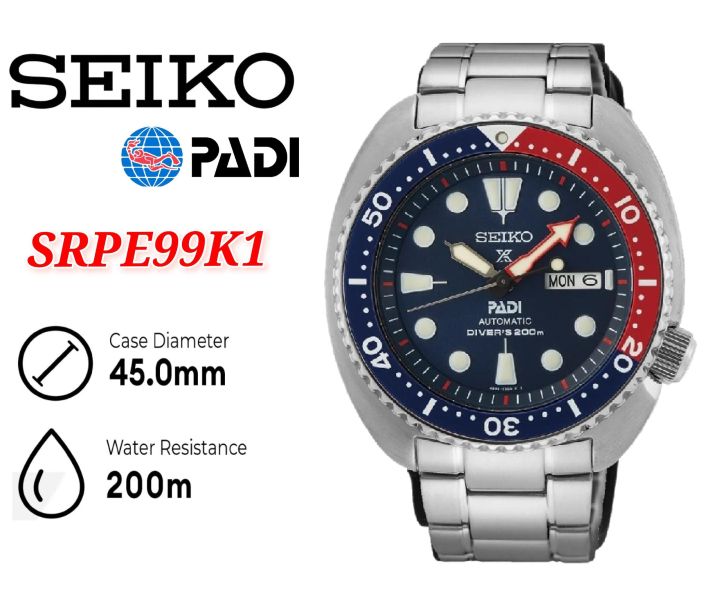 Seiko Prospex PADI TURTLE Auto Diver's 200M SRPE99K1 Special Edition Gents Watch (Old Model ...