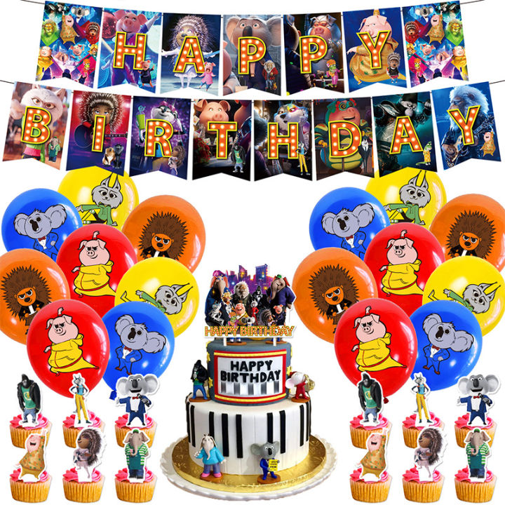 xb Sing 2 Theme kids birthday party decorations banner cake topper ...