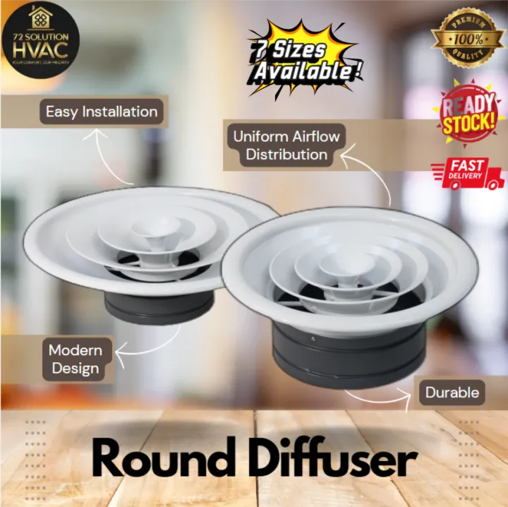 Aluminium Ceiling Round Air Diffuser Grille (With Damper) 圆形散流器 | Lazada