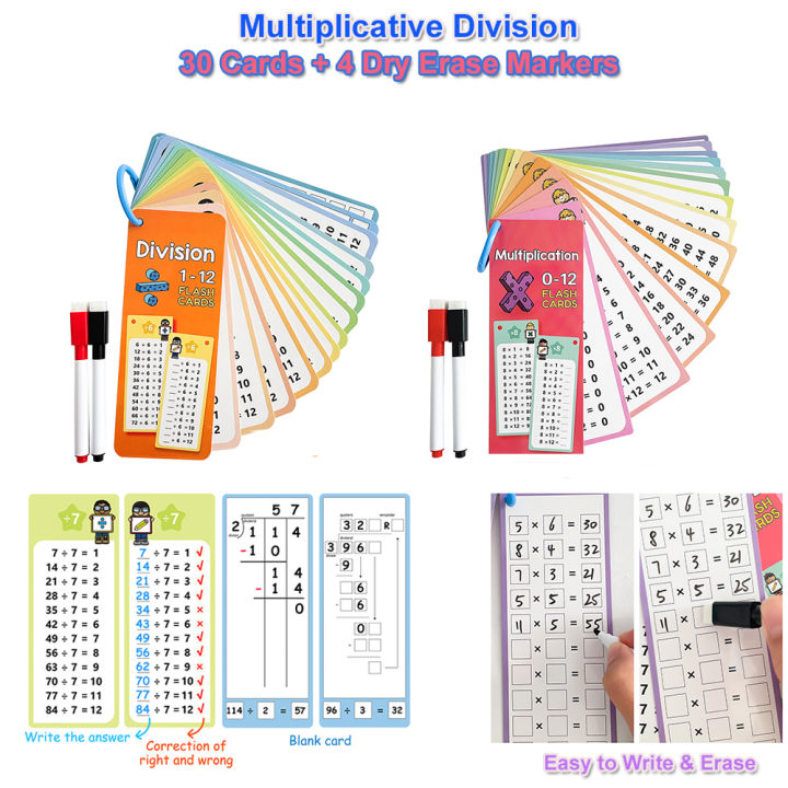 Multiplicative Division Practice Flash Cards Times Table Flashcards ...