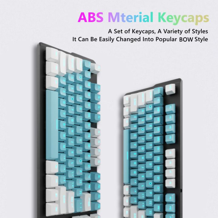 White and blue keycaps, ABS material, keyboard and mouse set, gaming ...