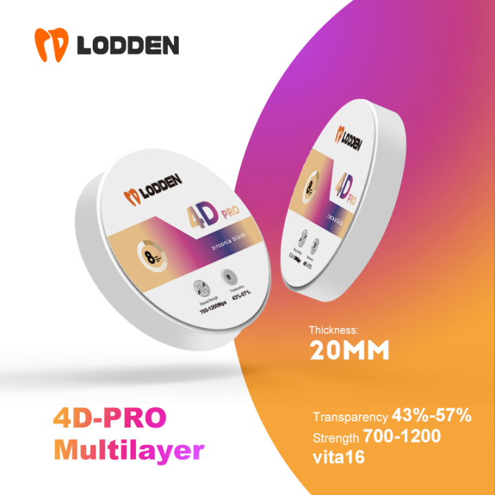 LODDEN 4D Pro Dental Zirconia Block 98x20mm 8 Layer Multilayer High Strength For CAD CAM Open ...