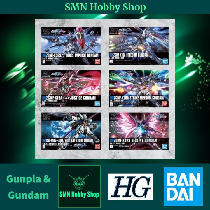HG 1/144 SEED Aile Strike Strike Freedom Infinite Justice Force Impulse ...