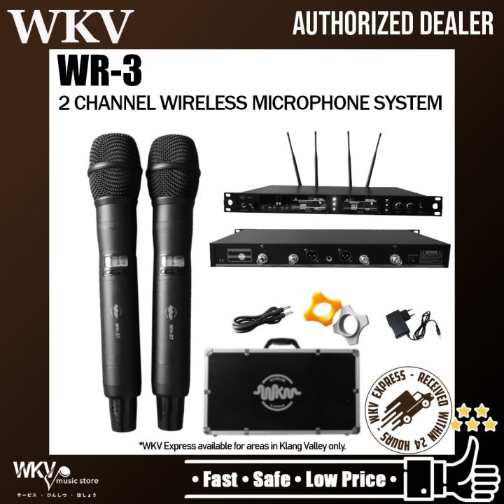 WKV WR-3 Professional 2 Channel Wireless Microphone System With 2 ...