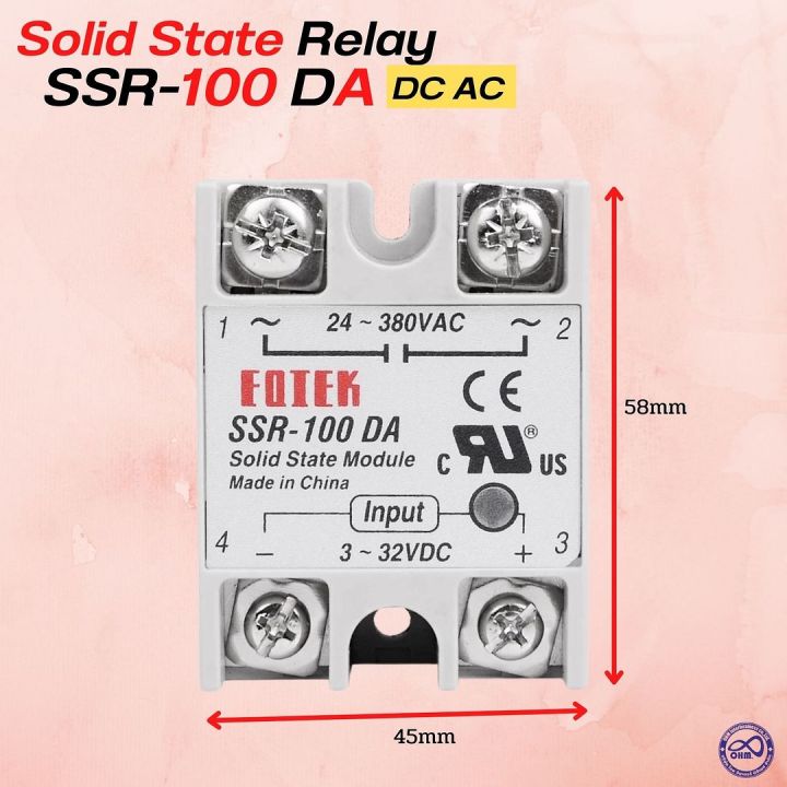 SSR-100 DA (Solid State Relay) โซลิสเตท รีเลย์ มีของในไทยพร้อมส่งทันที DC-AC SSR-100DA โซลิดสเตต ...
