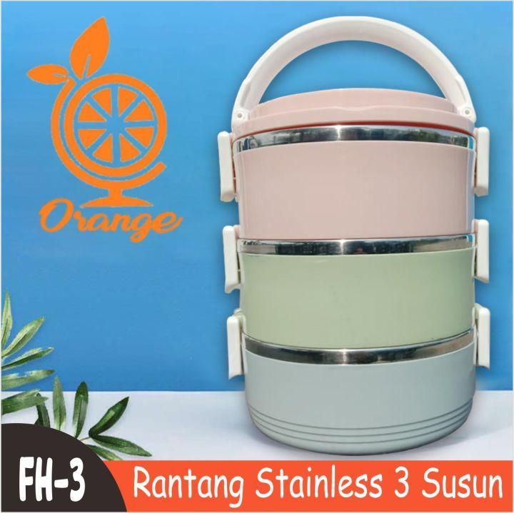 Rantang 3 Susun MURAH (COD) Polos Lunch Box Tempat Makan Lauk Sayur ...