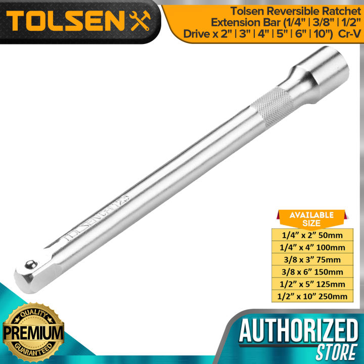 Tolsen Reversible Ratchet Extension Bar (1/4" | 3/8" | 1/2" Drive x 2 ...