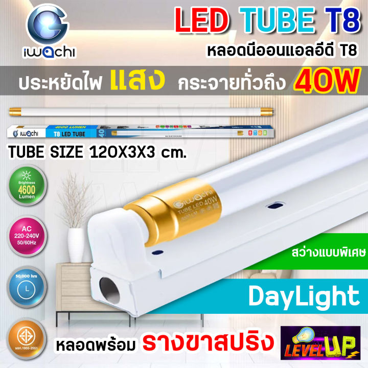 ชุดหลอดไฟนีออนพร้อมรางขาสปริง IWACHI LED T8 40W ขั้วสีทอง หลอดไฟ led ...