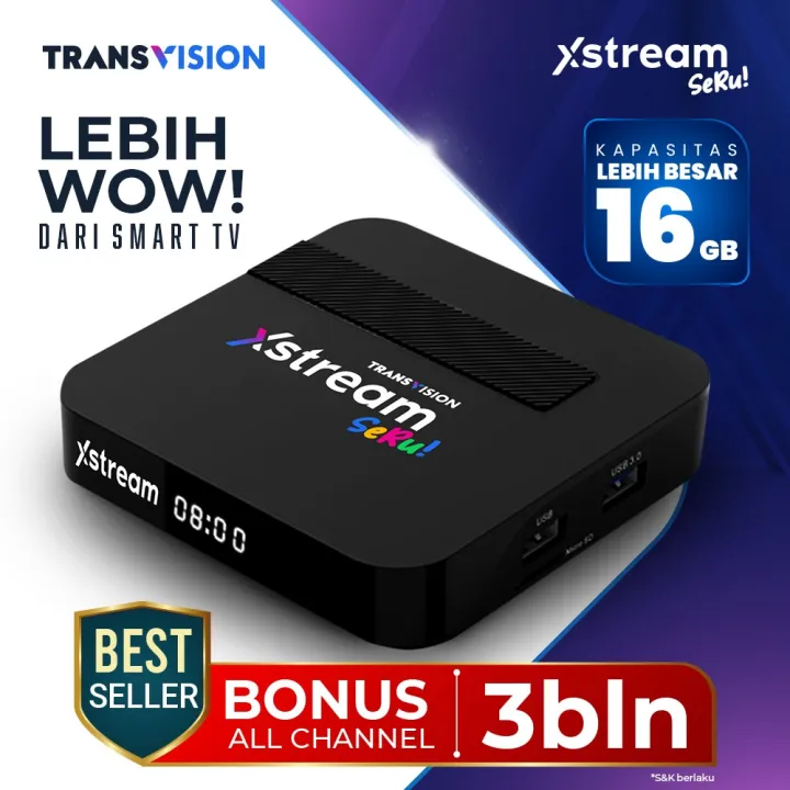 Transvision Xstream Seru Android TV Box WiFi STB Smart TV Box FREE ALL CHANNEL 3 Bulan Paket ...