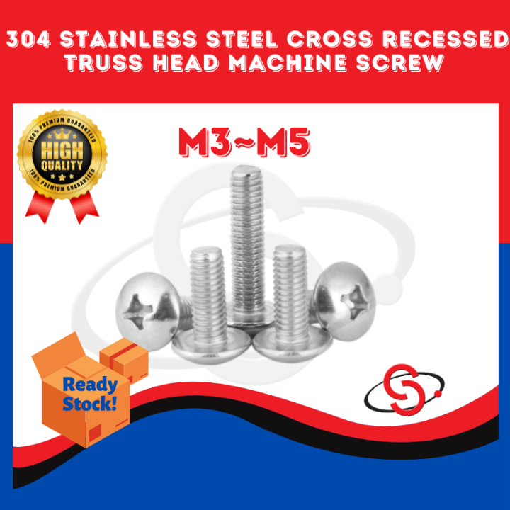 SCM M3~ M5 SUS304 Stainless Steel Truss Head Machine Screw 304 Skru ...