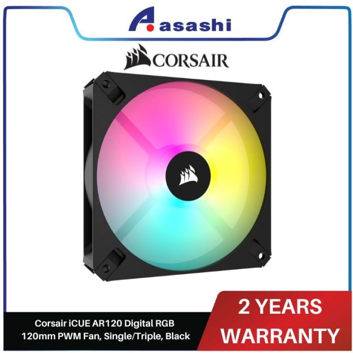 Corsair iCUE AR120 Digital RGB 120mm PWM Fan, Single & Triple, Black ...